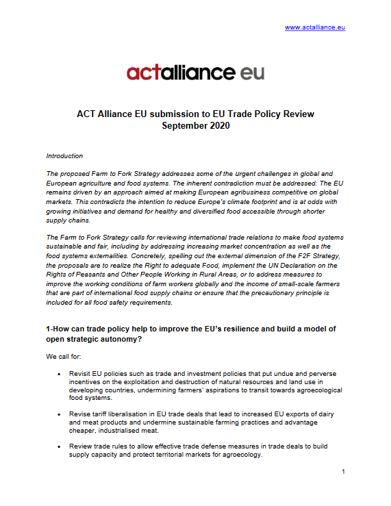 Trade - ACT Alliance EU